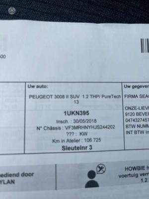Balts Peugeot 3008 2018 Kauņa, ar dzinēja tilpumu 1.20 L un nobraukumu 100 tūkst. km par 9600 €, foto 34 vietnē AUTOMOTO.COM.LV