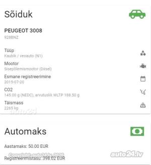 Белый Пежо 3008 2015 в Таллин, объемом двигателя 2.00 л и пробегом 192 тыс. км за 7600 €, фото 6 на AUTOMOTO.COM.LV