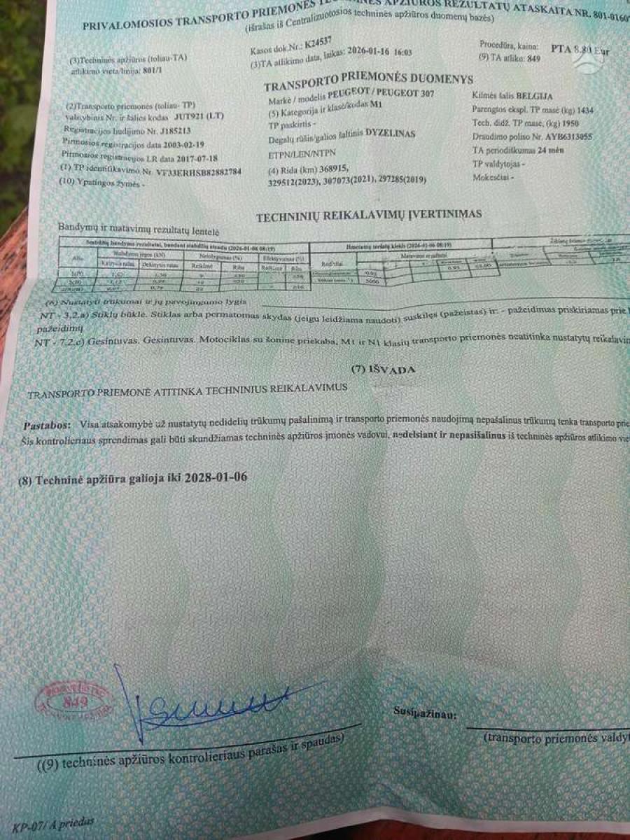 Черный Пежо 307 2003 в Купишкис, объемом двигателя 2.00 л и пробегом 375 тыс. км за 1000 €, фото 1 на AUTOMOTO.COM.LV