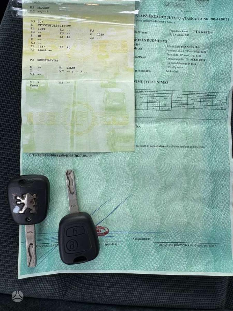 Pelēks Peugeot 307 2003 Viļņa, ar dzinēja tilpumu 1.60 L un nobraukumu 212 tūkst. km par 1750 €, foto 9 vietnē AUTOMOTO.COM.LV