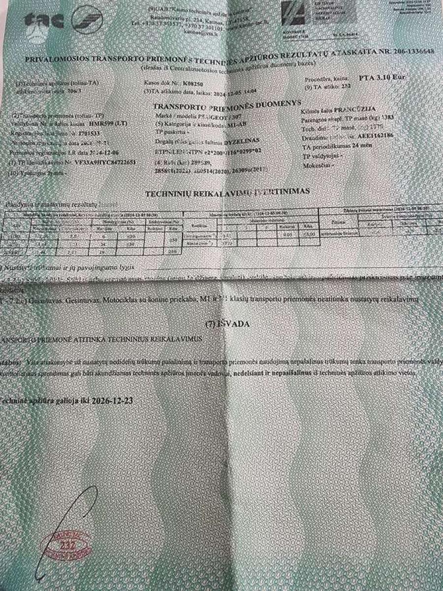 Pelēks Peugeot 307 2006 Kauņa, ar dzinēja tilpumu 1.56 L un nobraukumu 290 tūkst. km par 830 €, foto 17 vietnē AUTOMOTO.COM.LV