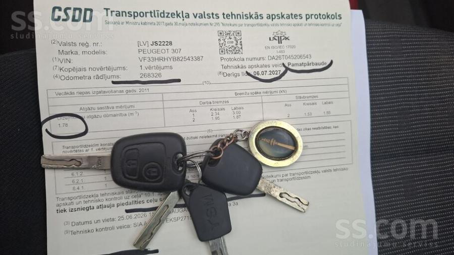 Серый Пежо 307 2002 в Даугавпилс, объемом двигателя 2.00 л и пробегом 268 тыс. км за 1150 €, фото 11 на AUTOMOTO.COM.LV