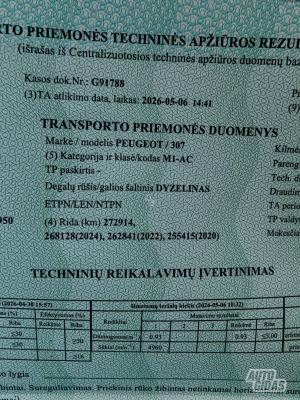 Пежо 307 2005 в Каунас, объемом двигателя 1.60 л и пробегом 270 тыс. км за 950 €, фото 10 на AUTOMOTO.COM.LV