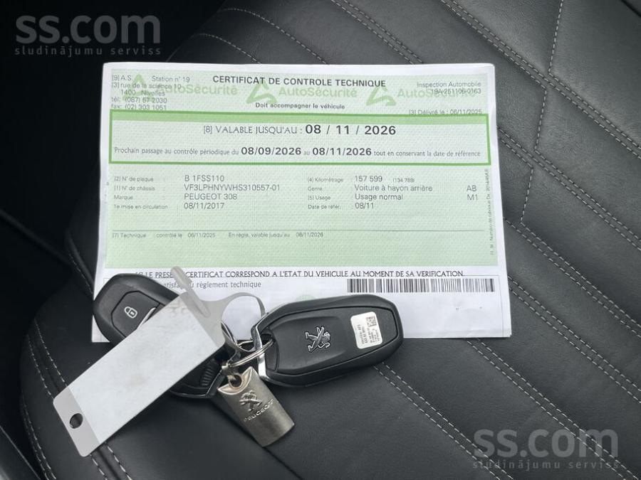 Melns Peugeot 308 2017 Jelgava, ar dzinēja tilpumu 1.20 L un nobraukumu 169 tūkst. km par 7990 €, foto 22 vietnē AUTOMOTO.COM.LV