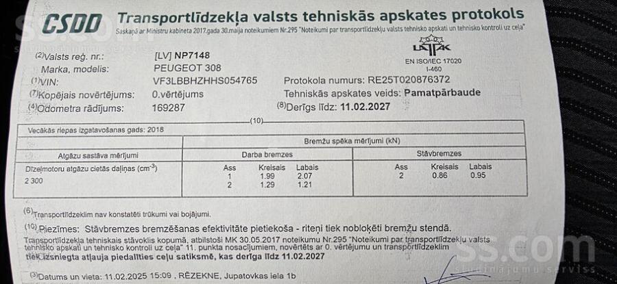 Синий Пежо 308 2017 в Резекне, объемом двигателя 1.60 л и пробегом 0 тыс. км за 5450 €, фото 33 на AUTOMOTO.COM.LV