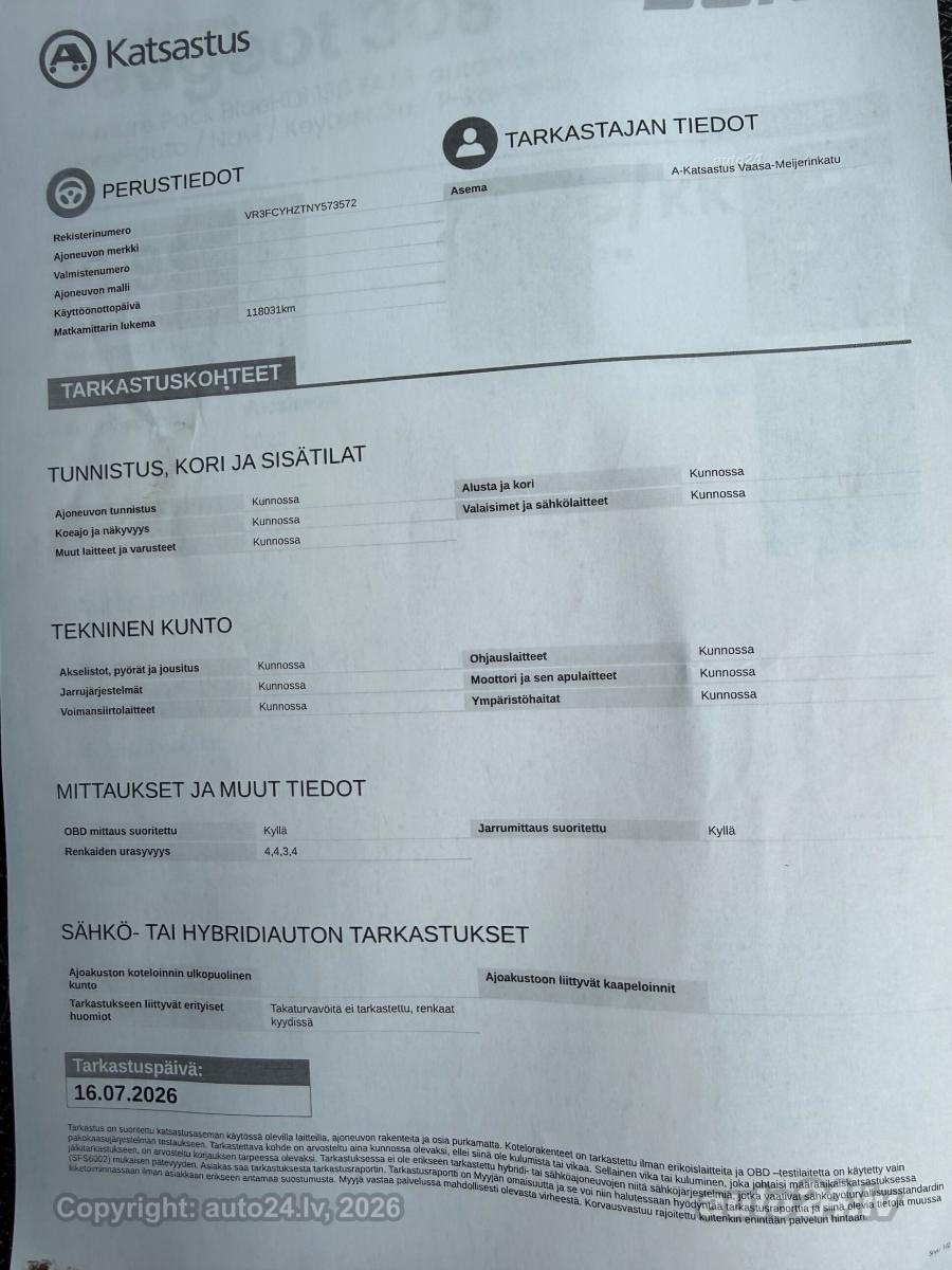 Синий Пежо 308 2023 в Таллин, объемом двигателя 1.50 л и пробегом 119 тыс. км за 15999 €, фото 26 на AUTOMOTO.COM.LV