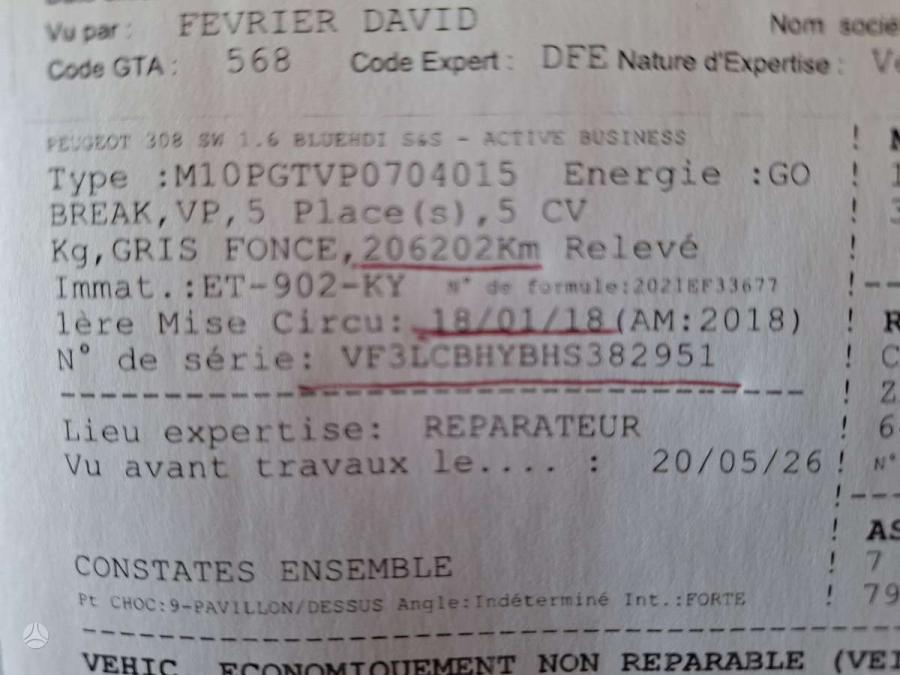 Серый Пежо 308 2018 в Таураге, объемом двигателя 1.56 л и пробегом 200 тыс. км за 3400 €, фото 28 на AUTOMOTO.COM.LV