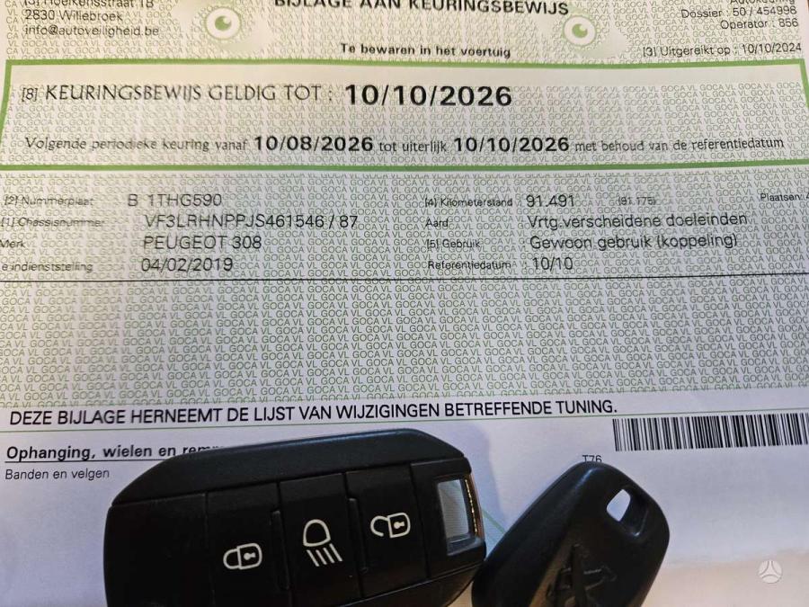 Grey Peugeot 308 2019 in Siauliai, with an engine capacity of 1.20 L and mileage of 112 thousand km for 5799 €, photo 36 on AUTOMOTO.COM.LV