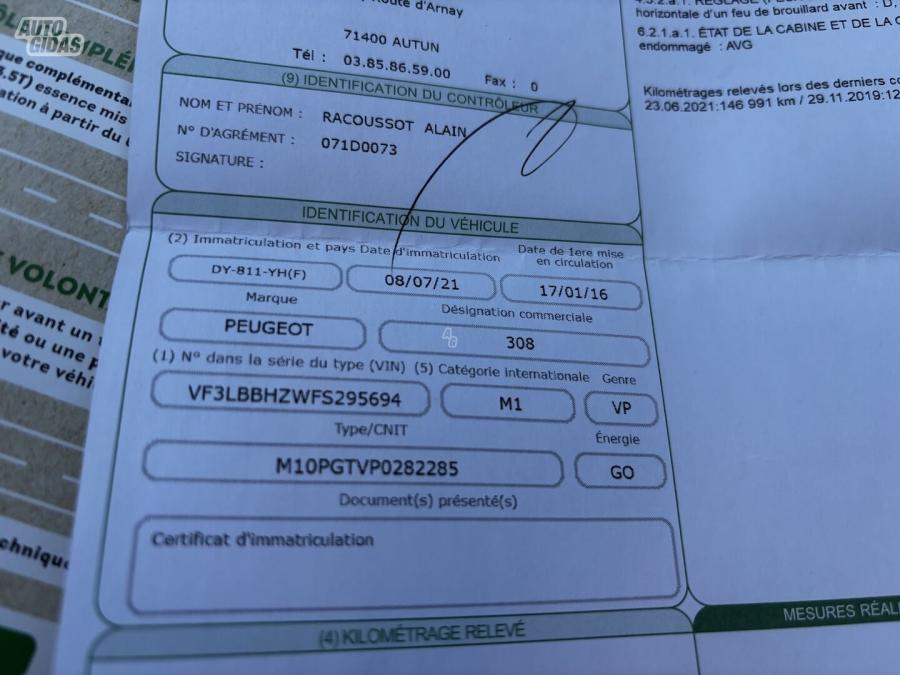 Пежо 308 2016 в Таураге, объемом двигателя 1.60 л и пробегом 210 тыс. км за 5500 €, фото 15 на AUTOMOTO.COM.LV