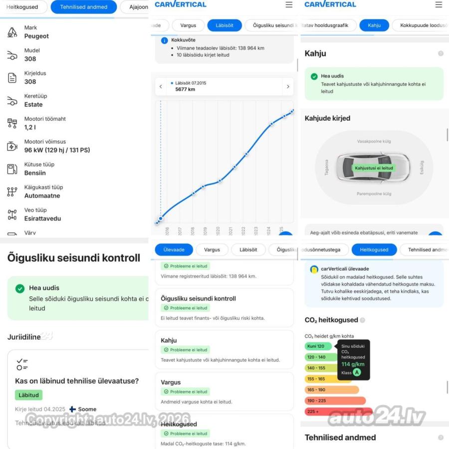 Белый Пежо 308 2015 в Таллин, объемом двигателя 1.20 л и пробегом 139 тыс. км за 5999 €, фото 14 на AUTOMOTO.COM.LV
