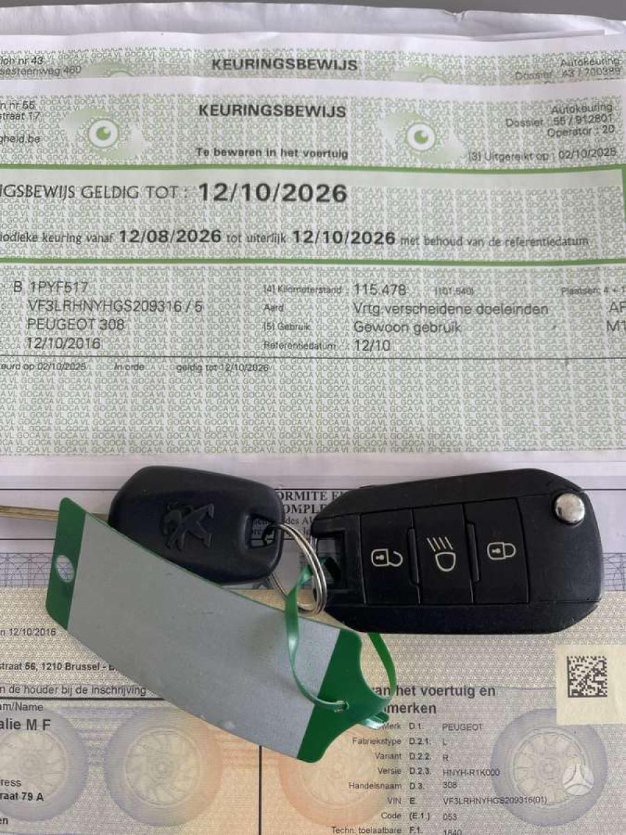 Белый Пежо 308 2016 в Каунас, объемом двигателя 1.20 л и пробегом 120 тыс. км за 5300 €, фото 28 на AUTOMOTO.COM.LV
