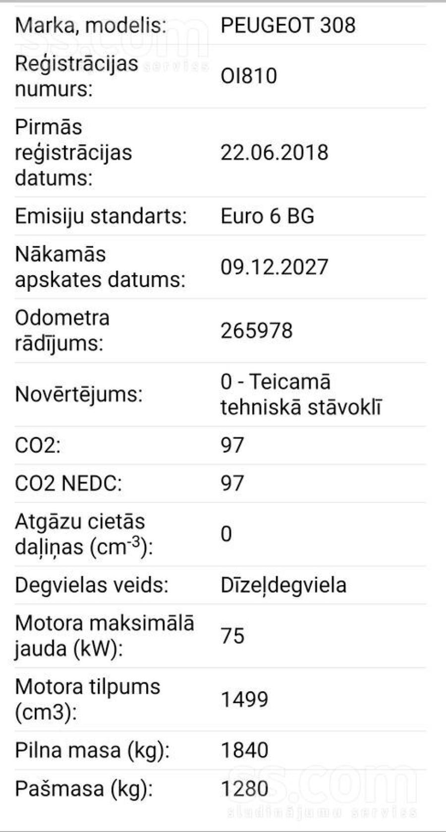 Белый Пежо 308 2018 в Рига, объемом двигателя 1.50 л и пробегом 266 тыс. км за 5777 €, фото 35 на AUTOMOTO.COM.LV