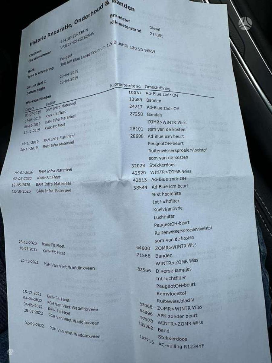 White Peugeot 308 2019 in Kaunas, with an engine capacity of 1.50 L and mileage of 214 thousand km for 7200 €, photo 11 on AUTOMOTO.COM.LV