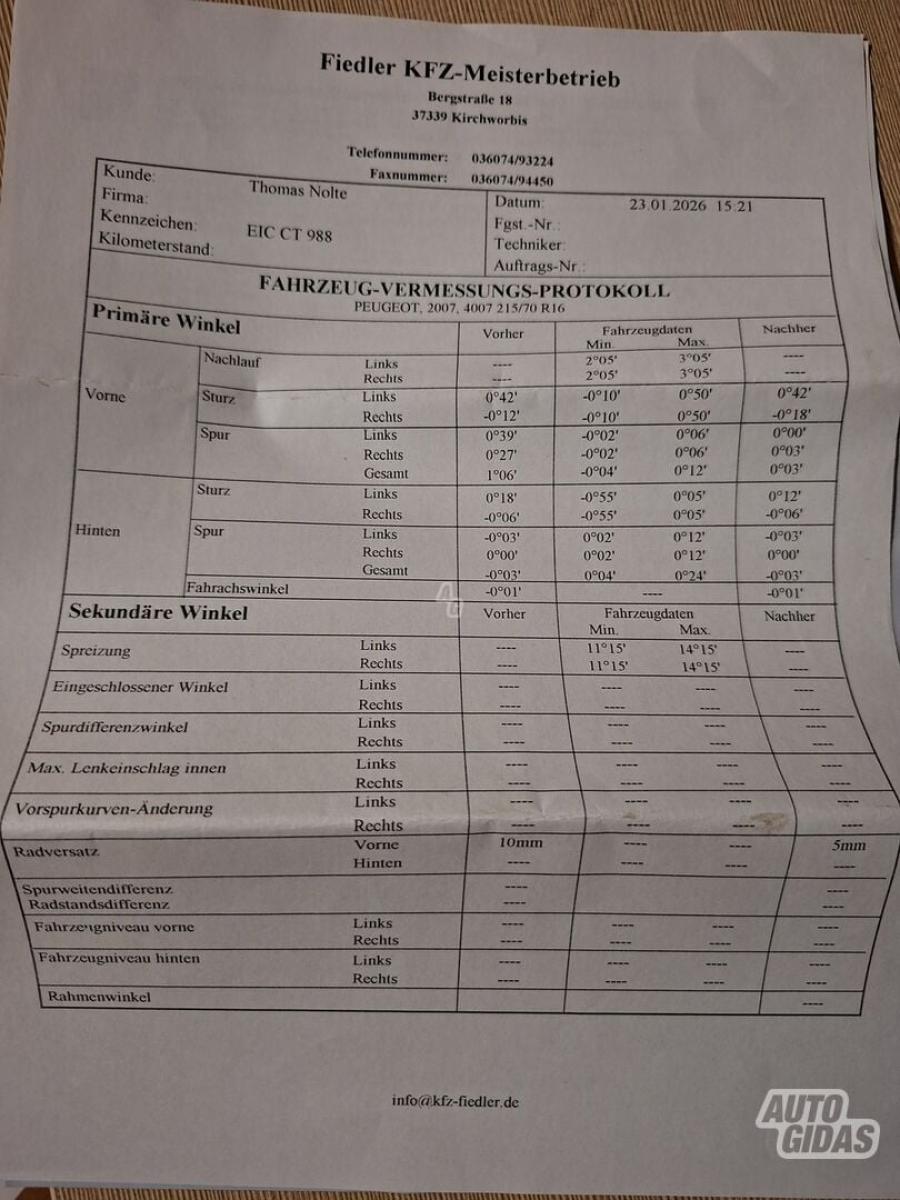 Черный Пежо 4007 2008 в Тельшяй, объемом двигателя 2.20 л и пробегом 232 тыс. км за 2200 €, фото 28 на AUTOMOTO.COM.LV