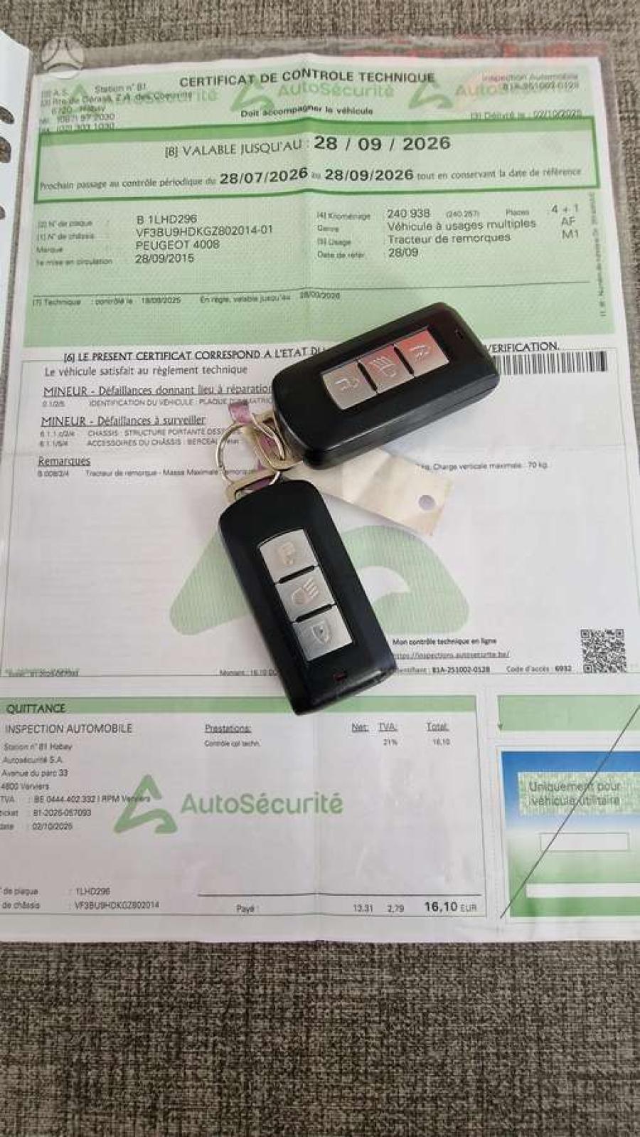 Pelēks Peugeot 4008 2015 Tauragė, ar dzinēja tilpumu 1.56 L un nobraukumu 253 tūkst. km par 5900 €, foto 18 vietnē AUTOMOTO.COM.LV