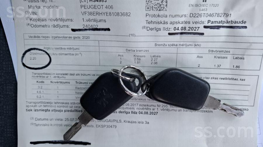 Melns Peugeot 406 2000 Daugavpils, ar dzinēja tilpumu 2.00 L un nobraukumu 240 tūkst. km par 1100 €, foto 21 vietnē AUTOMOTO.COM.LV