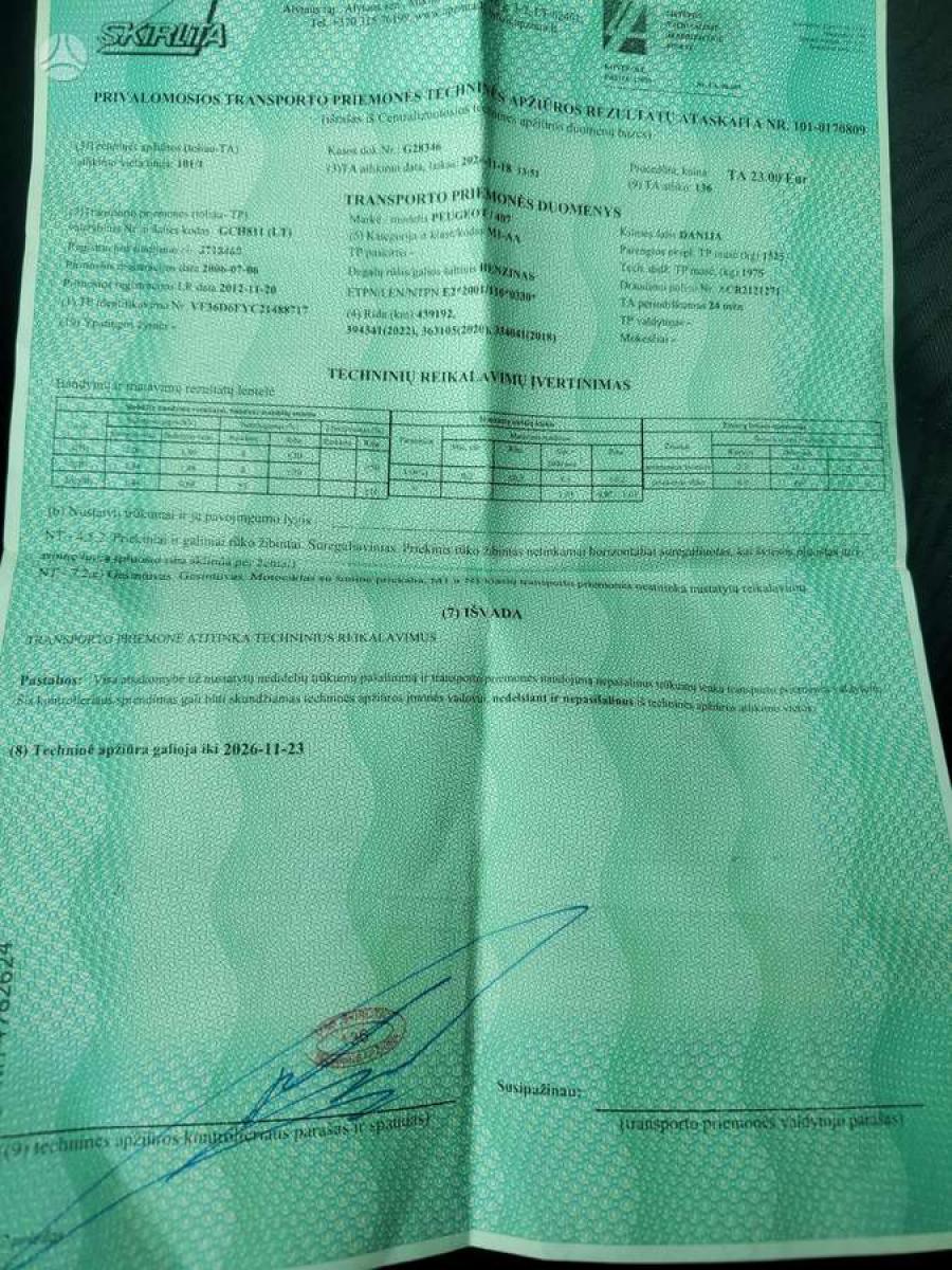 Черный Пежо 407 2006 в Вильнюс, объемом двигателя 1.75 л и пробегом 470 тыс. км за 400 €, фото 8 на AUTOMOTO.COM.LV