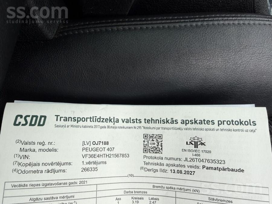 Melns Peugeot 407 2007 Jelgava, ar dzinēja tilpumu 2.00 L un nobraukumu 266 tūkst. km par 2290 €, foto 25 vietnē AUTOMOTO.COM.LV