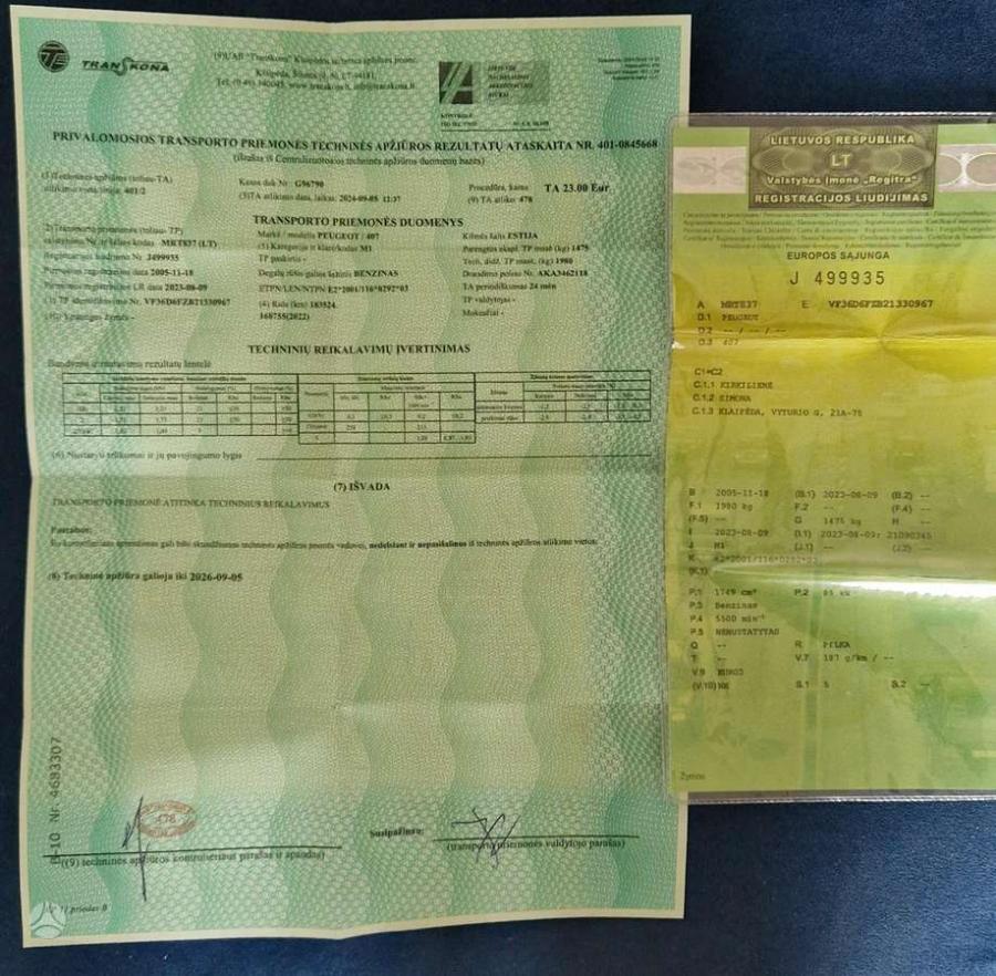 Pelēks Peugeot 407 2005 Klaipėda, ar dzinēja tilpumu 1.75 L un nobraukumu 180 tūkst. km par 580 €, foto 9 vietnē AUTOMOTO.COM.LV