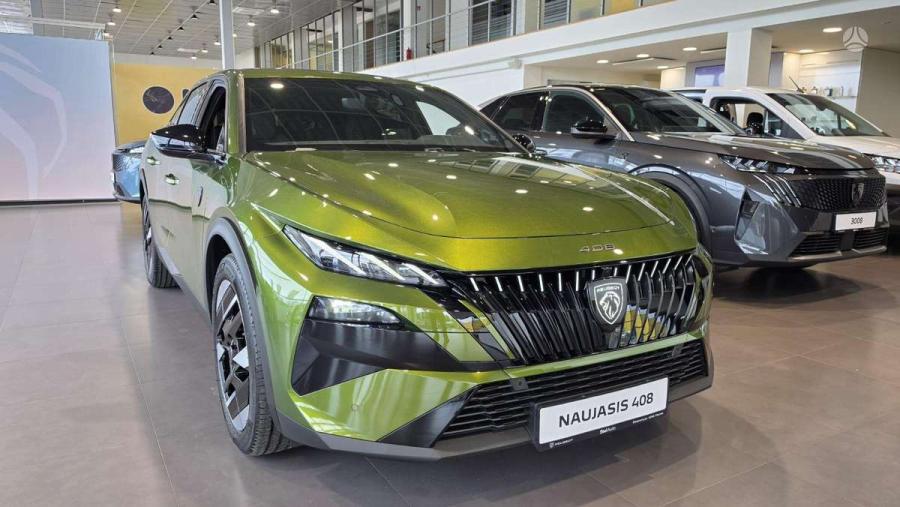 Green Peugeot 408 2026 in Kaunas, with an engine capacity of 1.20 L and mileage of 0 thousand km for 33900 €, photo 6 on AUTOMOTO.COM.LV