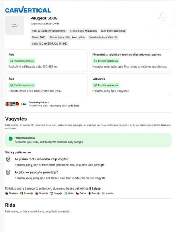 Черный Пежо 5008 2021 в Каунас, объемом двигателя 2.00 л и пробегом 184 тыс. км за 19499 €, фото 7 на AUTOMOTO.COM.LV