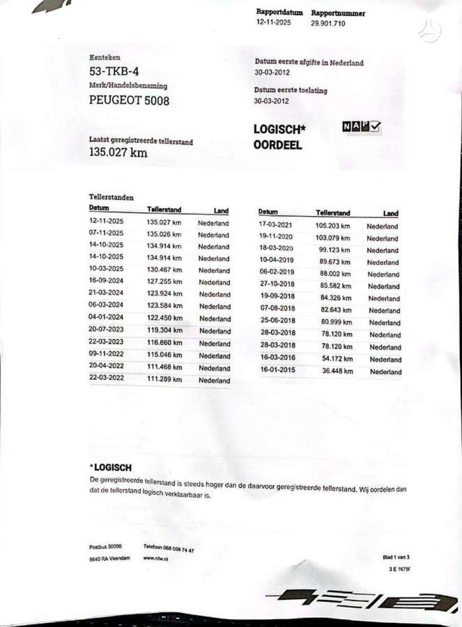 Синий Пежо 5008 2012 в Каунас, объемом двигателя 1.60 л и пробегом 135 тыс. км за 3800 €, фото 15 на AUTOMOTO.COM.LV