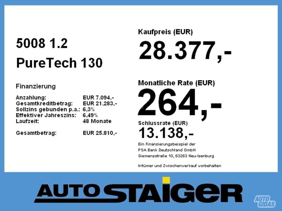 Peugeot 5008 2023 in Kaunas, with an engine capacity of 1.20 L and mileage of 16 thousand km for 31519 €, photo 4 on AUTOMOTO.COM.LV