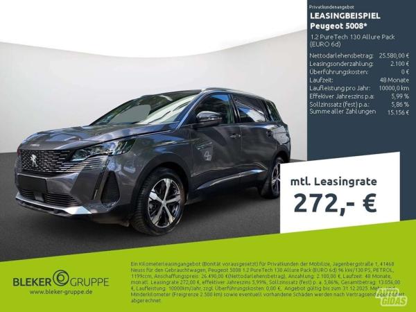Pelēks Peugeot 5008 2023 Kauņa, ar dzinēja tilpumu 1.20 L un nobraukumu 24 tūkst. km par 28147 €, foto 1 vietnē AUTOMOTO.COM.LV