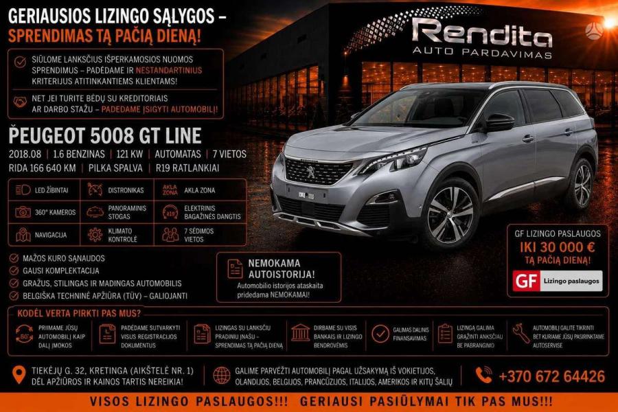 Pelēks Peugeot 5008 2018 Kretinga, ar dzinēja tilpumu 1.60 L un nobraukumu 167 tūkst. km par 12999 €, foto 44 vietnē AUTOMOTO.COM.LV