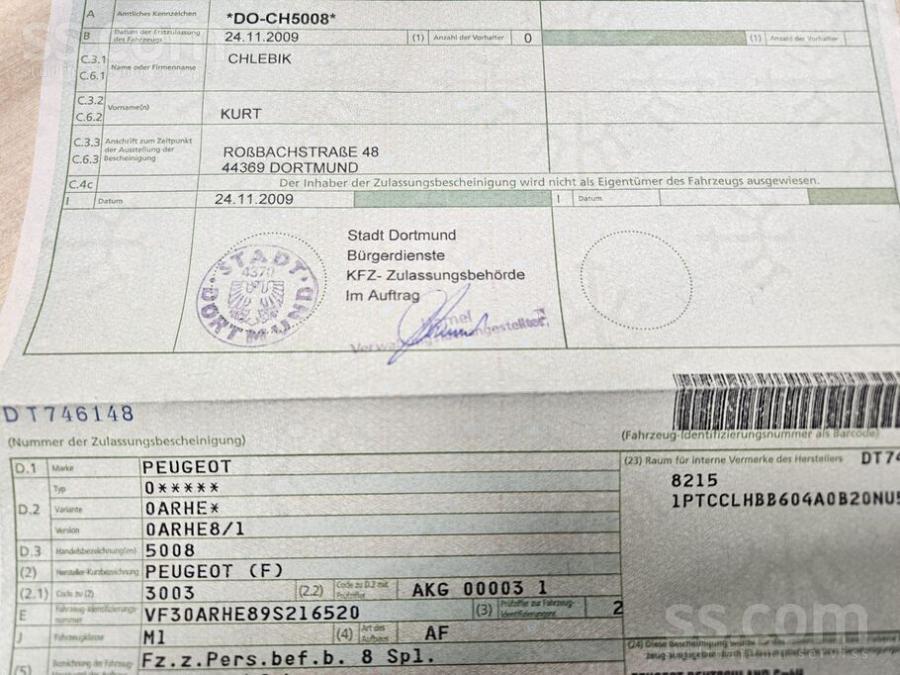 Peugeot 5008 2009 Jēkabpils, ar dzinēja tilpumu 2.00 L un nobraukumu 191 tūkst. km par 4890 €, foto 35 vietnē AUTOMOTO.COM.LV