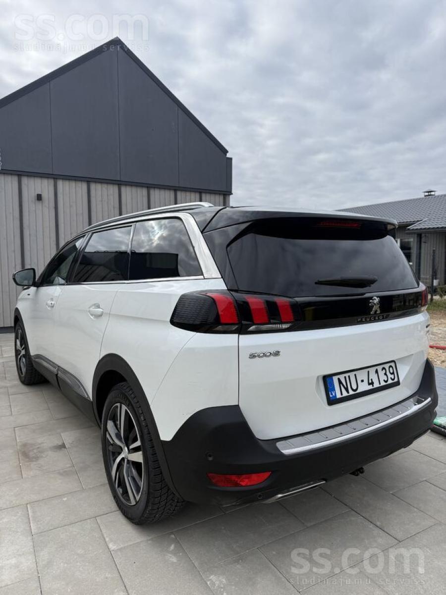 White Peugeot 5008 2019 in Riga, with an engine capacity of 1.50 L and mileage of 153 thousand km for 15400 €, photo 4 on AUTOMOTO.COM.LV