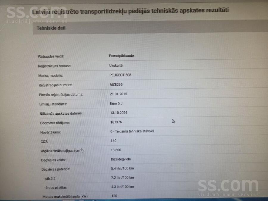 Черный Пежо 508 2015 в Даугавпилс, объемом двигателя 2.00 л и пробегом 170 тыс. км за 8395 €, фото 15 на AUTOMOTO.COM.LV