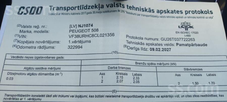 Melns Peugeot 508 2012 Rīga, ar dzinēja tilpumu 2.00 L un nobraukumu 322 tūkst. km par 2850 €, foto 19 vietnē AUTOMOTO.COM.LV