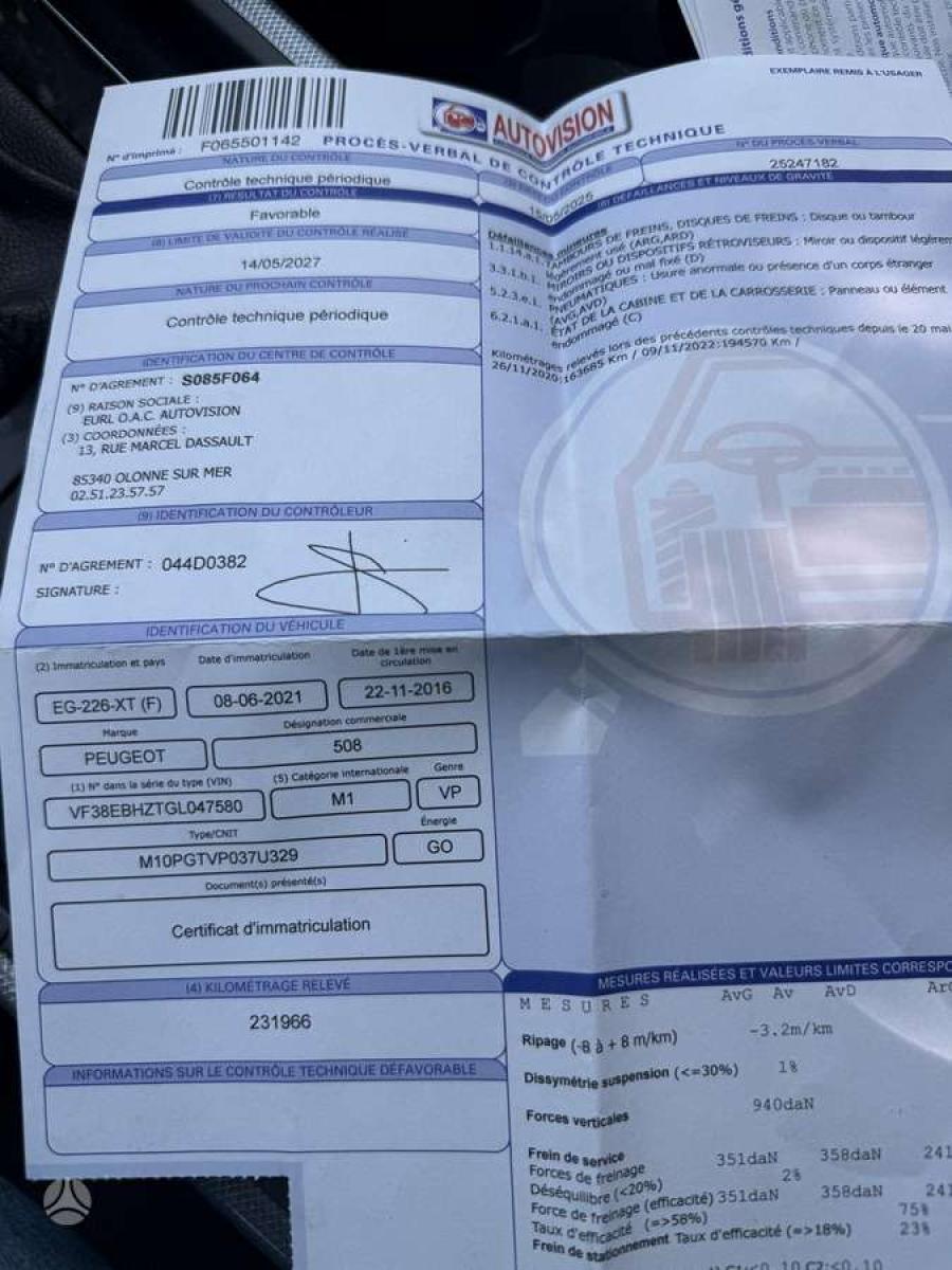 Черный Пежо 508 2016 в Таураге, объемом двигателя 1.60 л и пробегом 247 тыс. км за 4700 €, фото 16 на AUTOMOTO.COM.LV