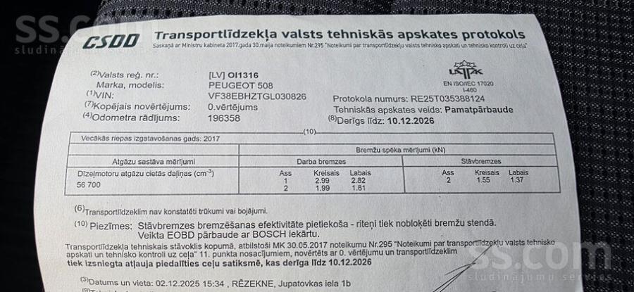 Grey Peugeot 508 2016 in Rezekne, with an engine capacity of 1.60 L and mileage of 0 thousand km for 7350 €, photo 35 on AUTOMOTO.COM.LV