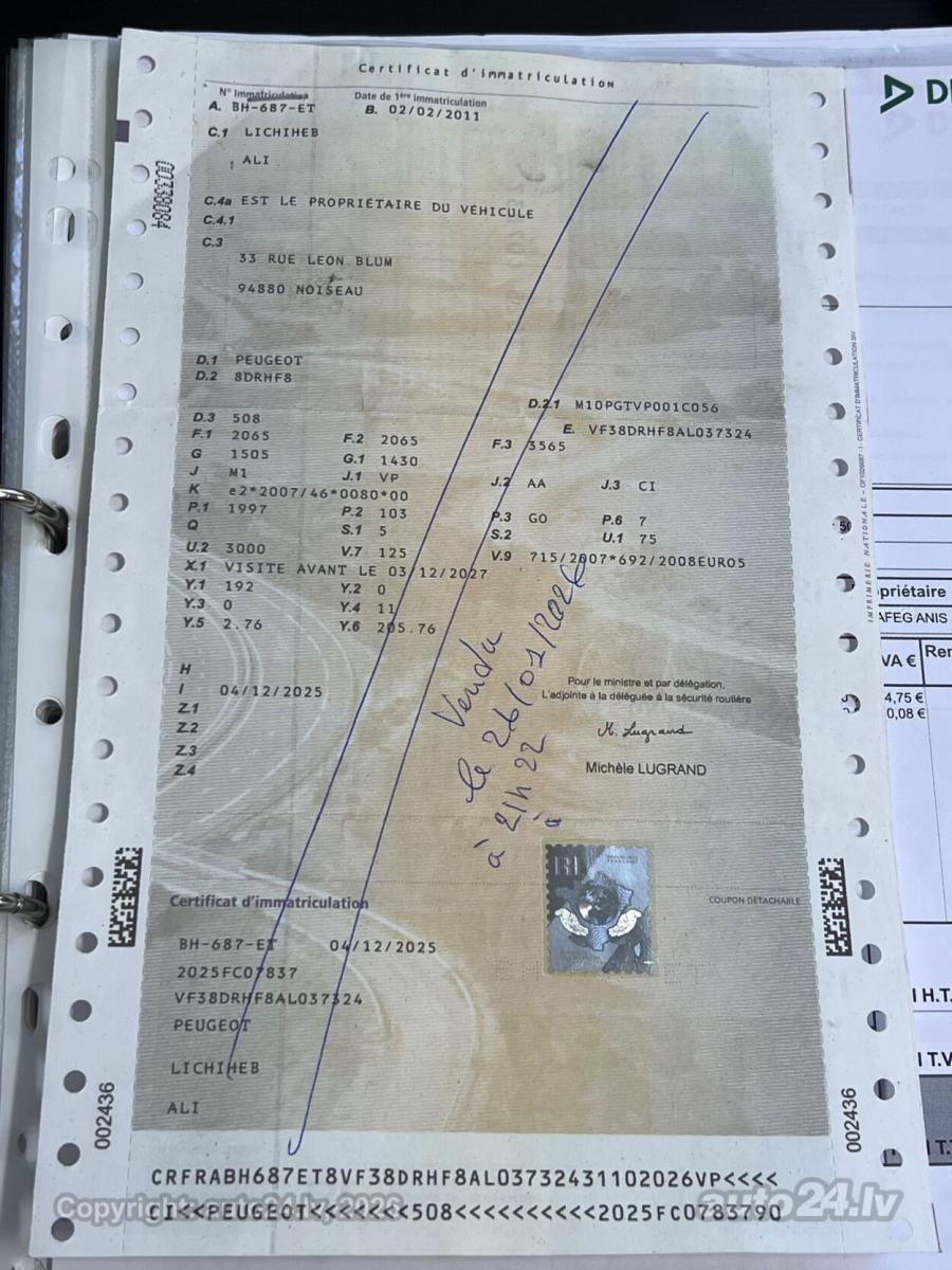 Yellow Peugeot 508 2011 in Narva, with an engine capacity of 2.00 L and mileage of 353 thousand km for 1699 €, photo 21 on AUTOMOTO.COM.LV