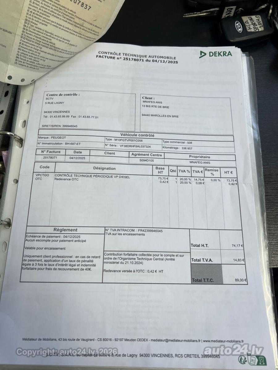 Yellow Peugeot 508 2011 in Narva, with an engine capacity of 2.00 L and mileage of 353 thousand km for 1699 €, photo 22 on AUTOMOTO.COM.LV