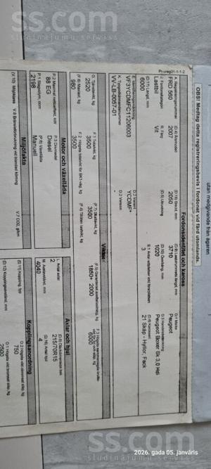 Balts Peugeot Boxer 2007 Cēsis, ar dzinēja tilpumu 2.20 L un nobraukumu 394 tūkst. km par 2500 €, foto 5 vietnē AUTOMOTO.COM.LV