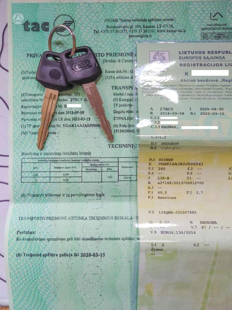 Red Peugeot Kisbee 2018 in Kaunas, with an engine capacity of 49.00 L and mileage of 18 thousand km for 600 €, photo 14 on AUTOMOTO.COM.LV