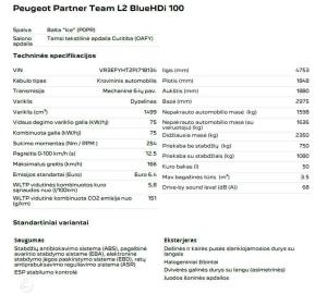 White Peugeot Partner 2023 in Vilnius, with an engine capacity of 1.50 L and mileage of 76 thousand km for 14800 €, photo 18 on AUTOMOTO.COM.LV