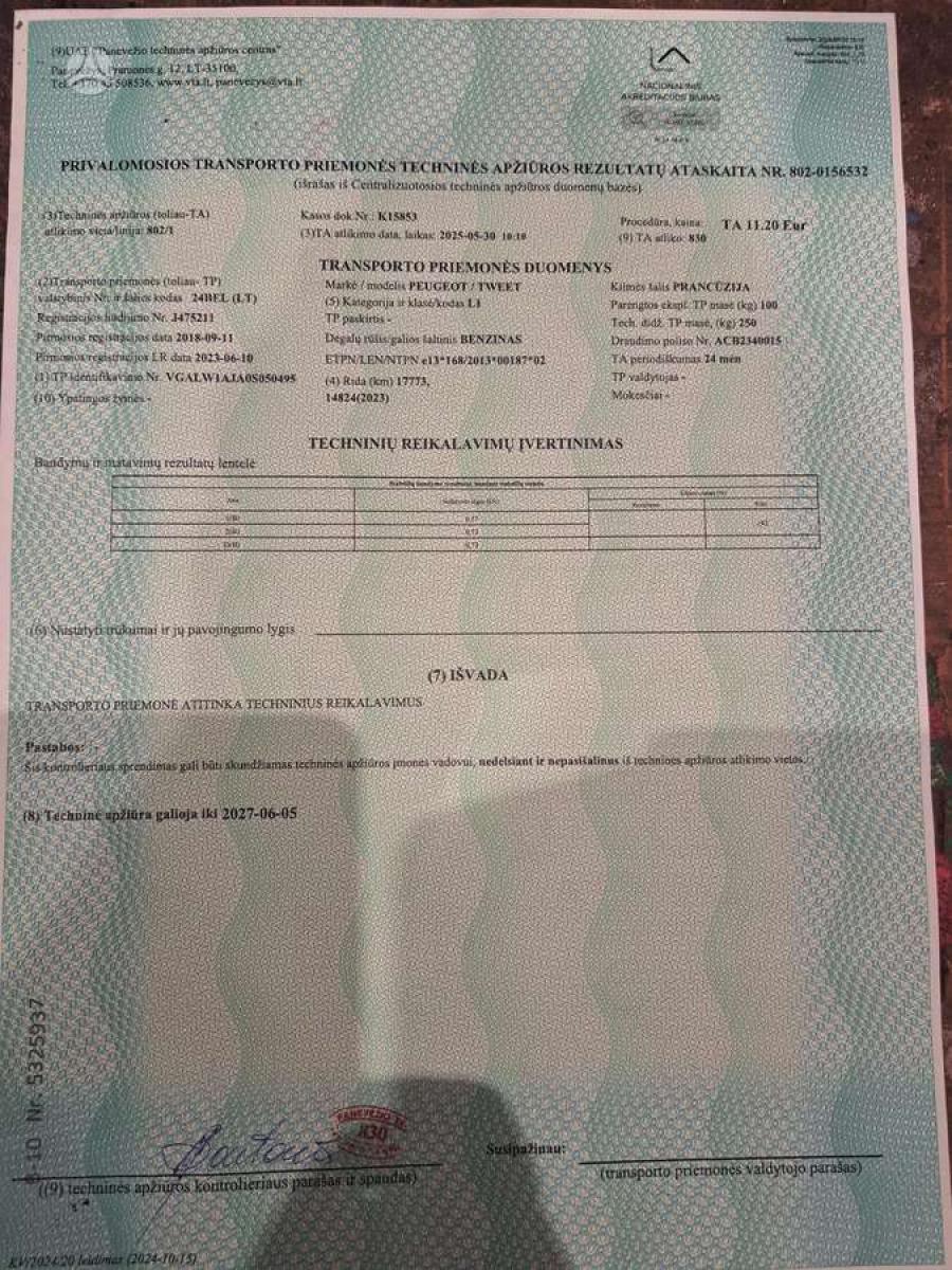 Синий Пежо Tweet 2018 в Паневежис, объемом двигателя 49.00 л и пробегом 18 тыс. км за 1000 €, фото 7 на AUTOMOTO.COM.LV