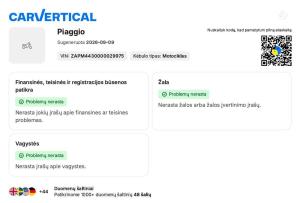 Piaggio Vespa 2008 Viļņa, ar dzinēja tilpumu 0.13 L un nobraukumu 5 tūkst. km par 2750 €, foto 12 vietnē AUTOMOTO.COM.LV