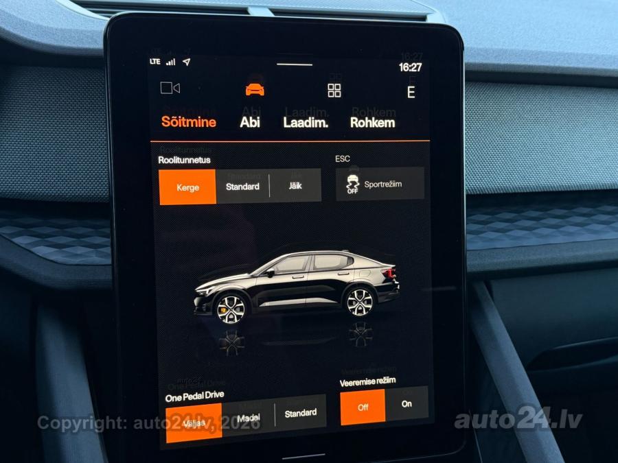 Black Polestar 2 2021 in Parnu, with an engine capacity of 0.00 L and mileage of 107 thousand km for 26900 €, photo 18 on AUTOMOTO.COM.LV