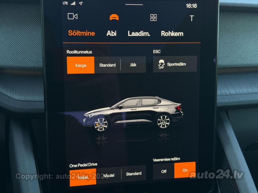 Black Polestar 2 2021 in Parnu, with an engine capacity of 0.00 L and mileage of 119 thousand km for 27900 €, photo 20 on AUTOMOTO.COM.LV