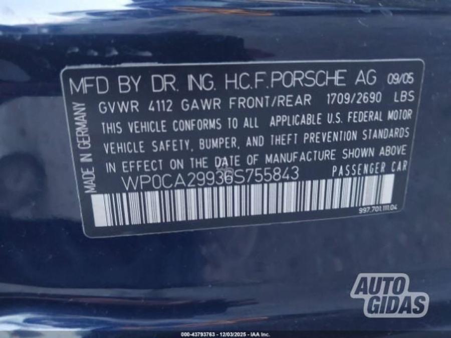 Черный Порше 911 2006 в Клайпеда, объемом двигателя 0.00 л и пробегом 183 тыс. км за 10500 €, фото 9 на AUTOMOTO.COM.LV