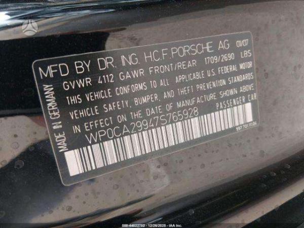 Black Porsche 911 2007 in Klaipeda, with an engine capacity of 3.60 L and mileage of 59 thousand km for 19000 €, photo 9 on AUTOMOTO.COM.LV