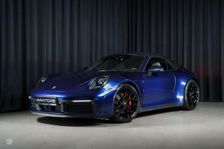 Blue Porsche 911 2020 in Vilnius, with an engine capacity of 2.98 L and mileage of 50 thousand km for 109998 €, photo 1 on AUTOMOTO.COM.LV