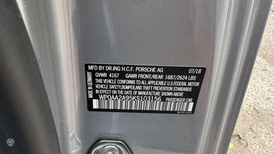 Grey Porsche 911 2019 in Ukmerge, with an engine capacity of 3.00 L and mileage of 28 thousand km for 57990 €, photo 20 on AUTOMOTO.COM.LV