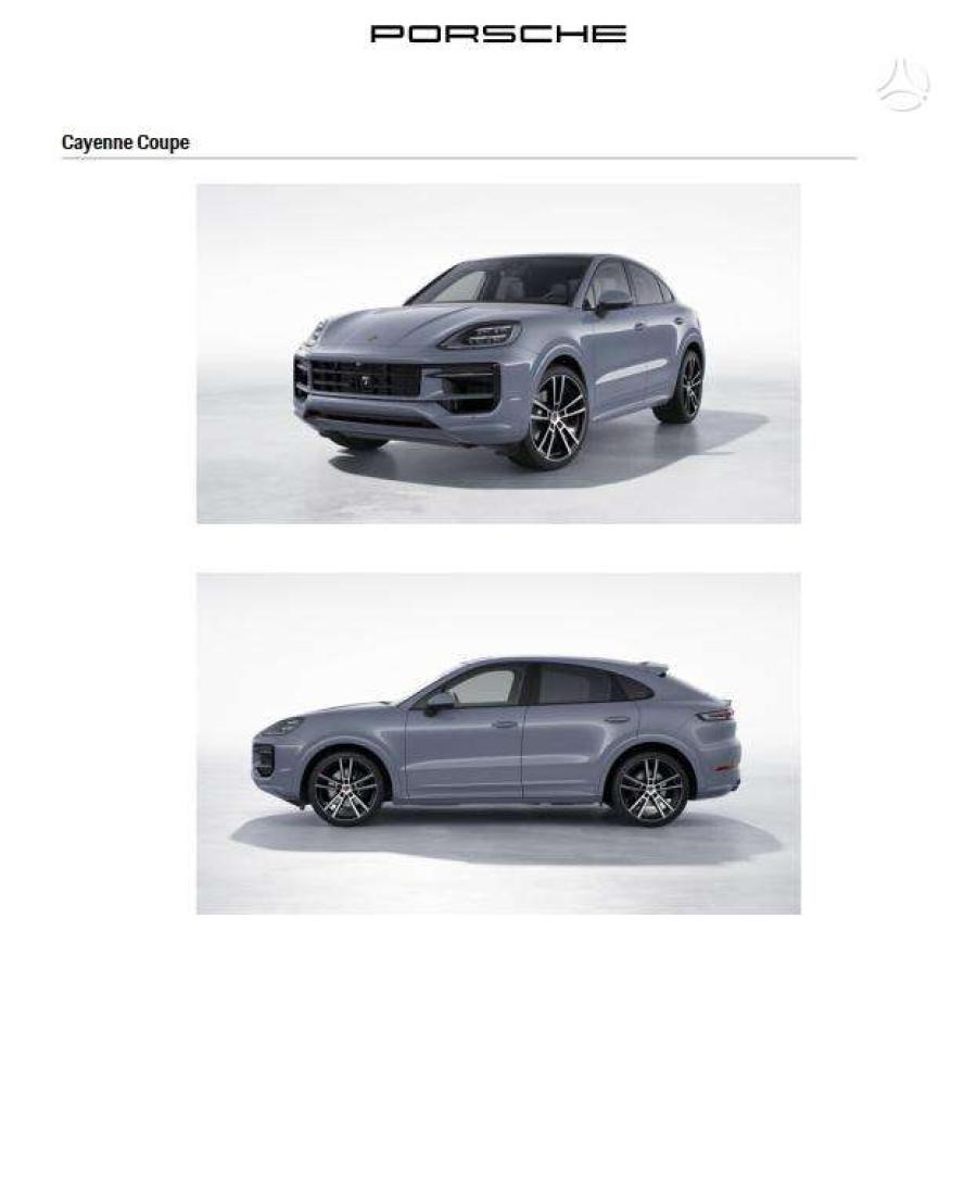 Pelēks Porsche Cayenne Coupe 2025 Klaipėda, ar dzinēja tilpumu 3.00 L un nobraukumu 21 tūkst. km par 108000 €, foto 8 vietnē AUTOMOTO.COM.LV