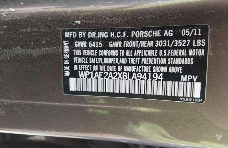 Pelēks Porsche Cayenne 2011 Viļņa, ar dzinēja tilpumu 3.00 L un nobraukumu 291 tūkst. km par 7400 €, foto 26 vietnē AUTOMOTO.COM.LV